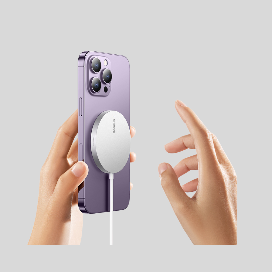 Baseus 15W Simple Mini3 Magnetic Wireless Charger – Silver - itmega.lk